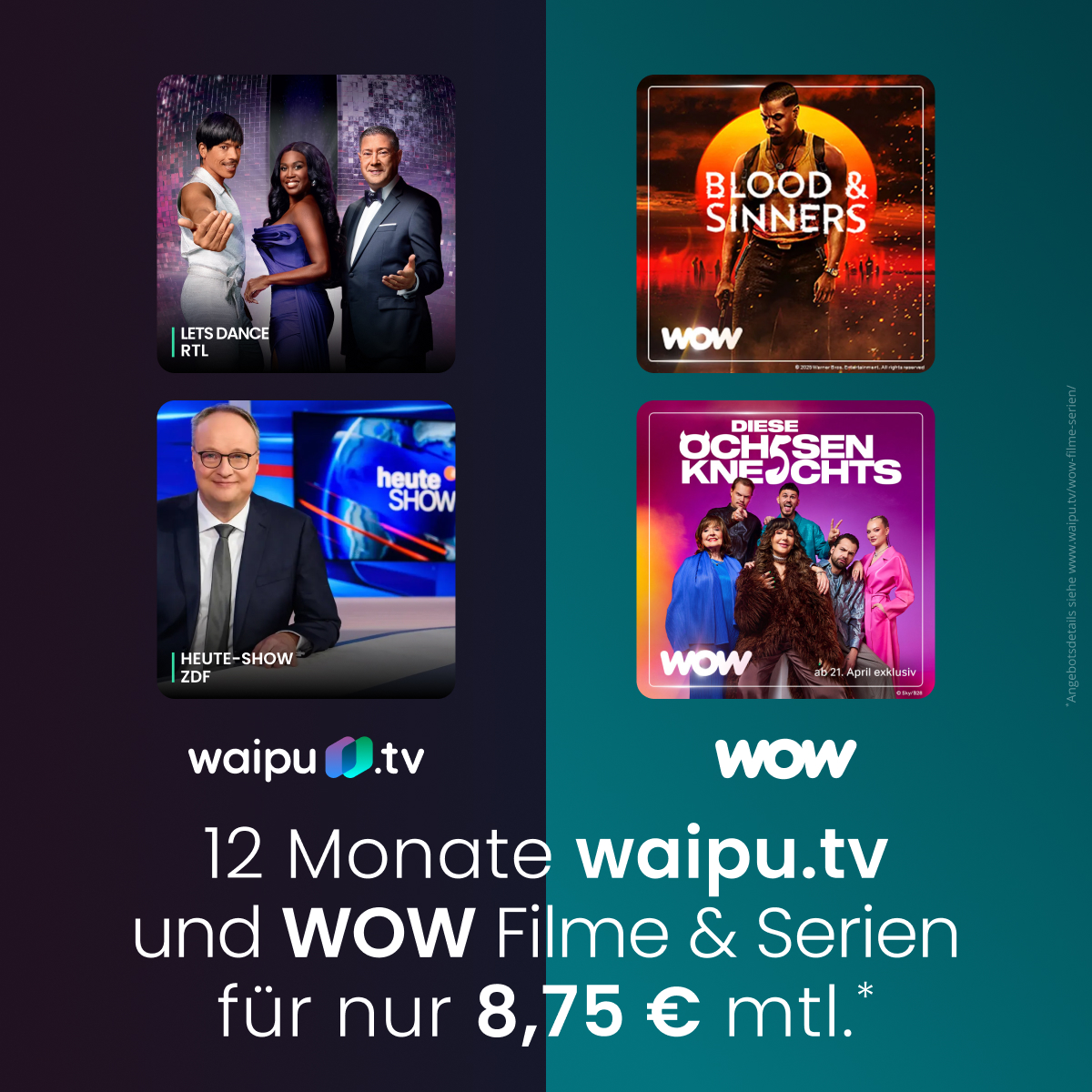 Waipu.tv Angebot mit WOW: Ein Jahr Streaming jetzt für 8,75 Euro